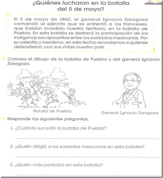 Ejercicios de Primaria: Batalla de puebla – 5 de mayo – tareas escolares